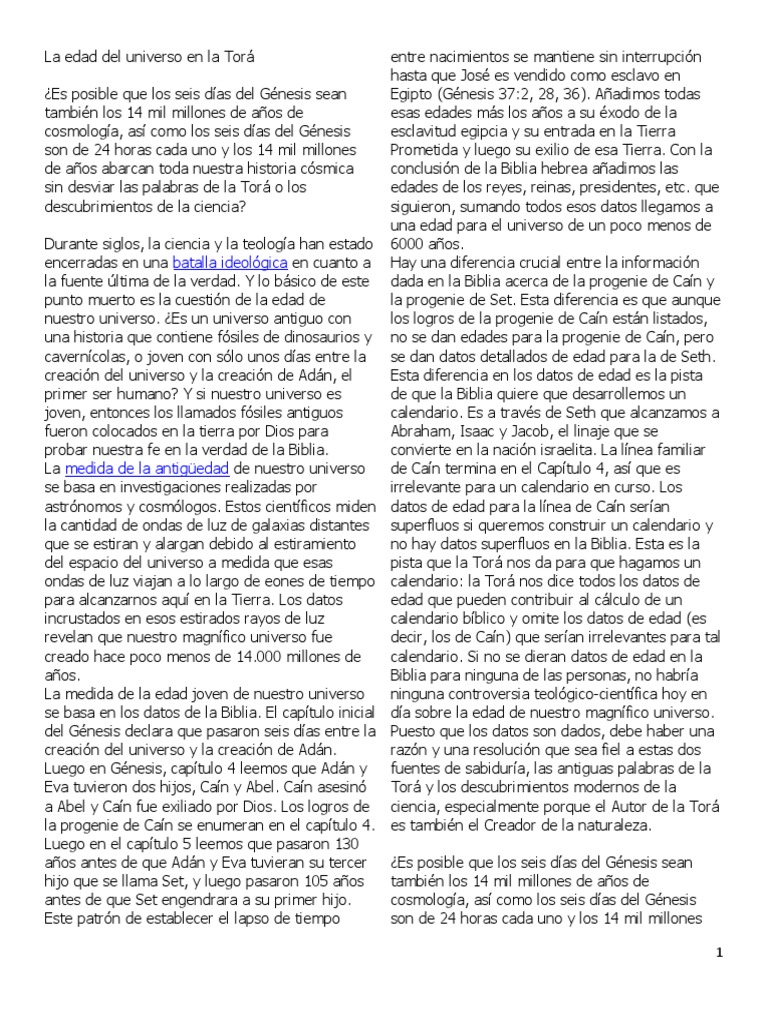 Edad del universo según la Torá | PDF | Universo | Tierra