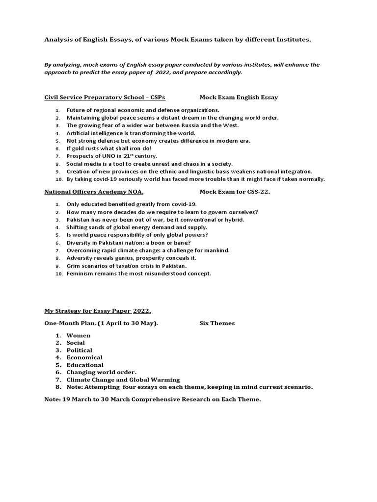 Analysis of English Essays | PDF