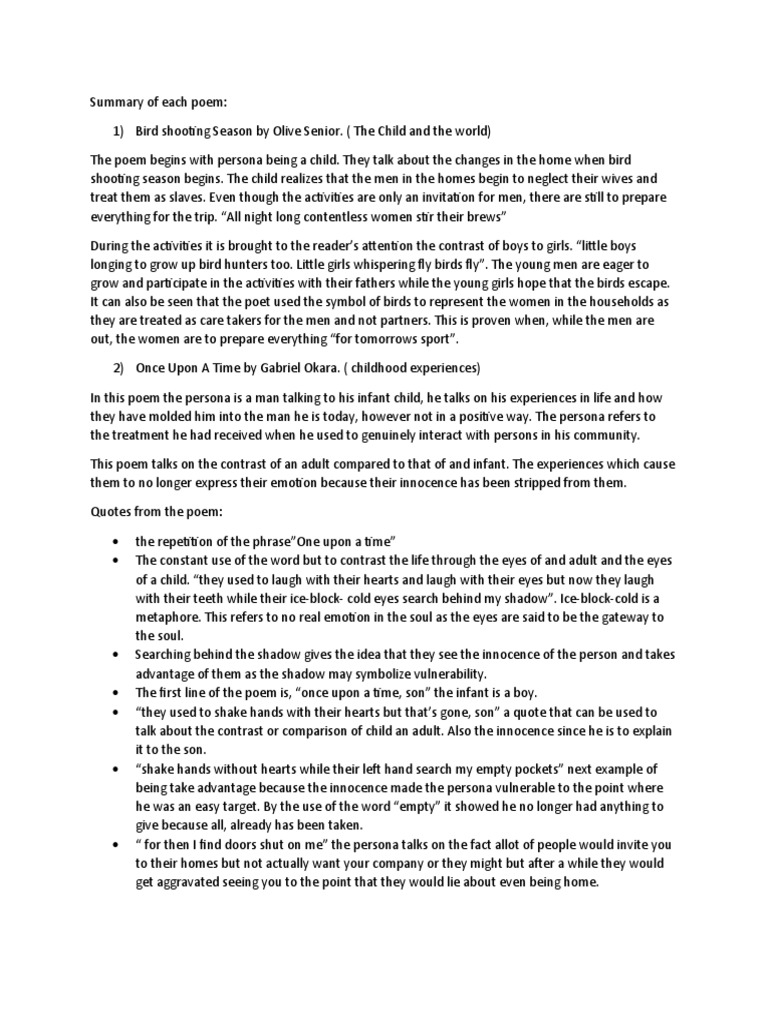 Summary of Each Poem | PDF | Love | Feeling