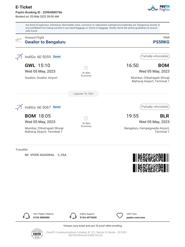 GWL BLR 03052023 20984880766 | PDF | Aviation | Transport