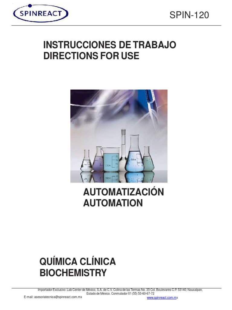 Manual de Uso SPIN-120 y Reactivos | PDF | Calibración | Química