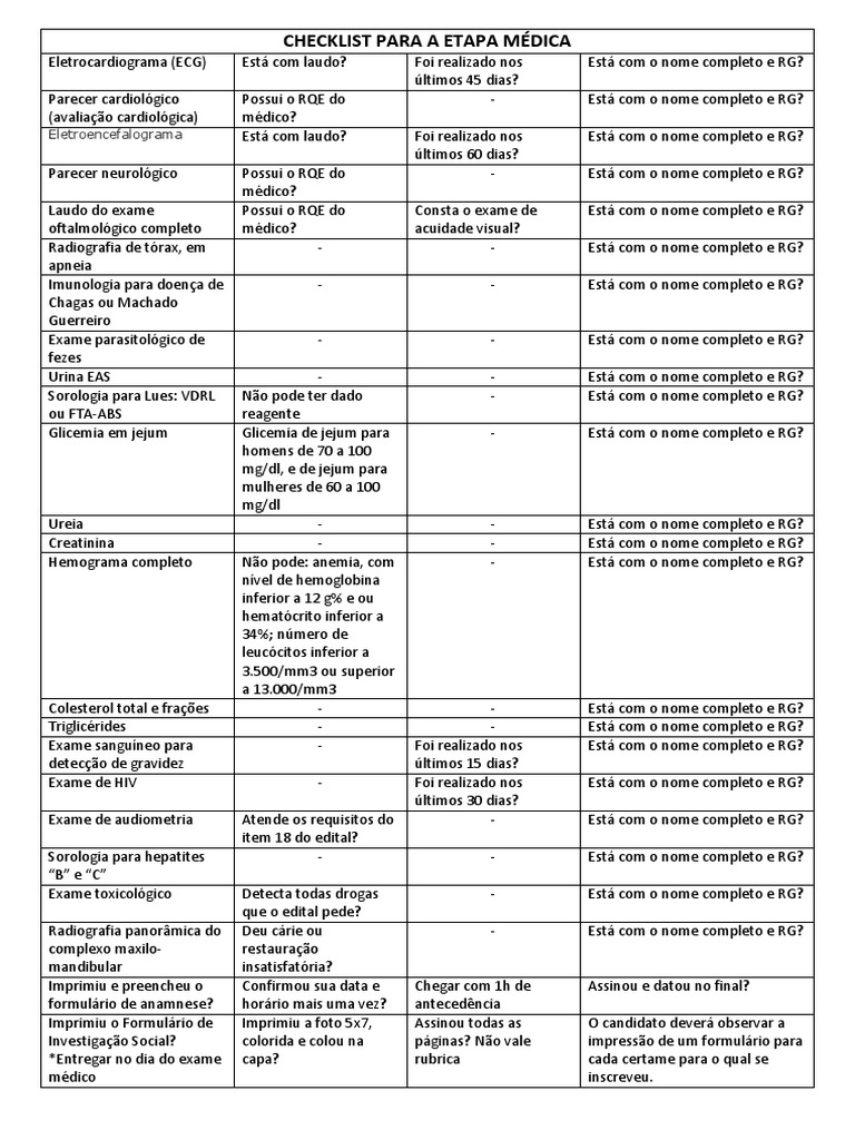 CHECKLIST.pdf | PDF | Sistema de saúde | Patologia clínica
