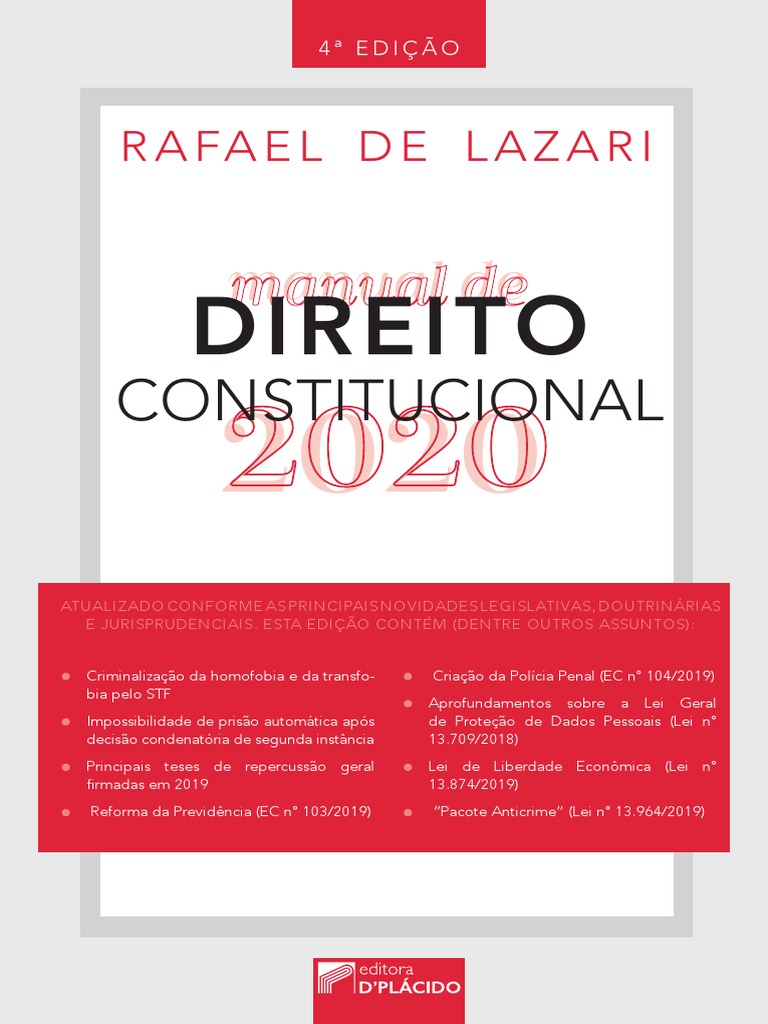 2020 Manual de Direito Constitucional - 4 edição - Rafael de Lazari ...