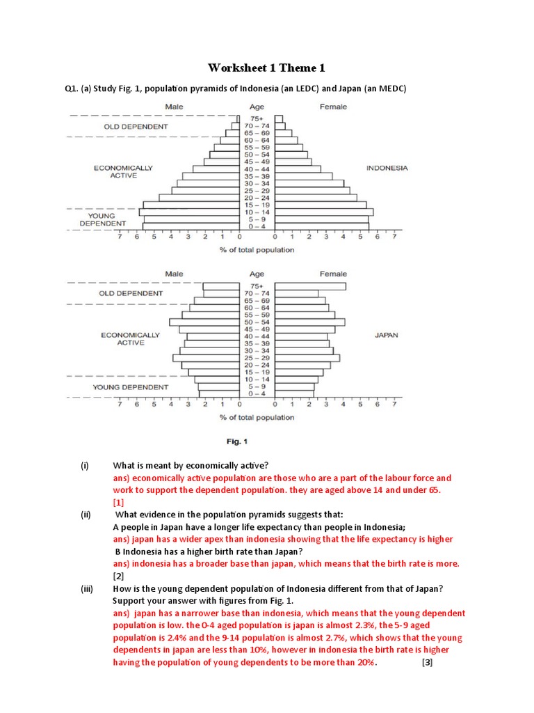 Worksheet 1 Theme 1 | PDF | Birth Rate | Mortality Rate