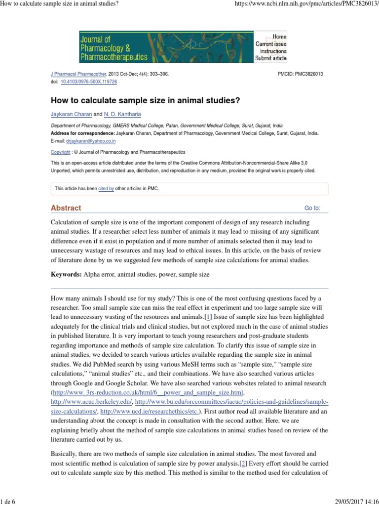 How To Calculate Sample Size in Animal Studies | PDF | Standard ...