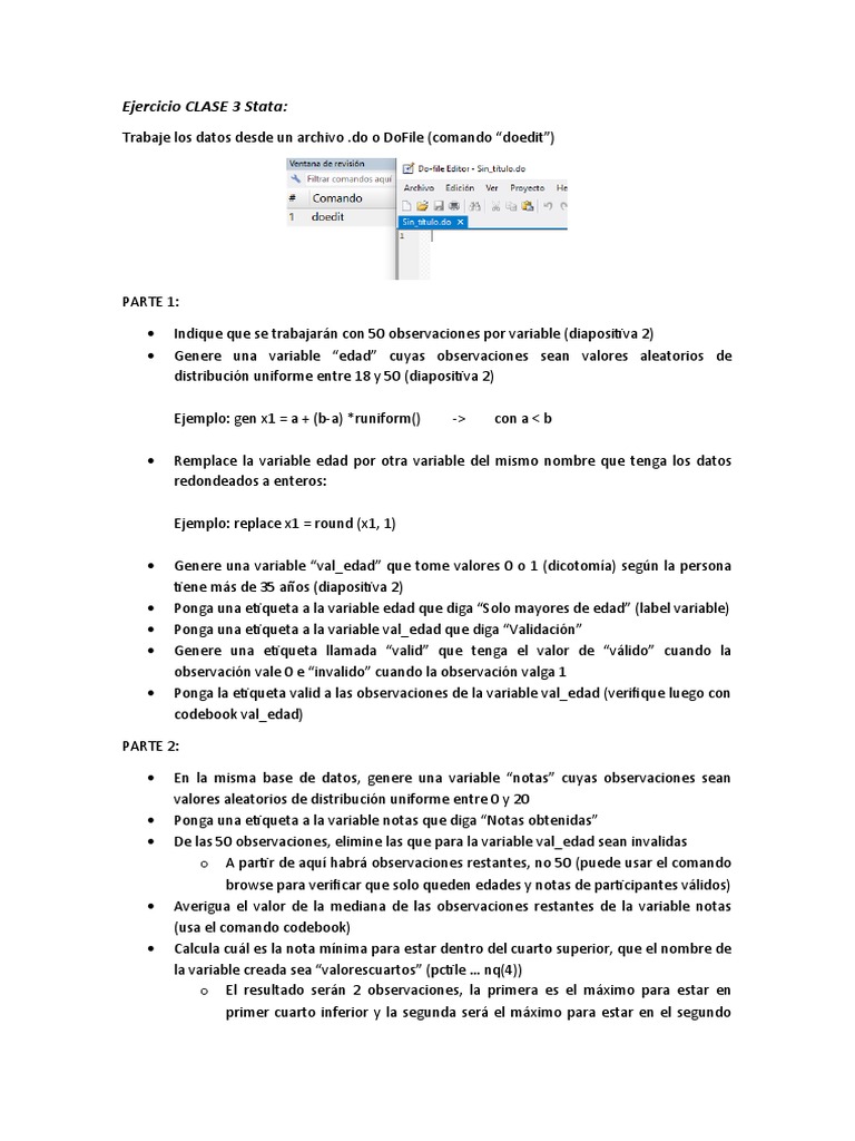 Ejercicio CLASE 3 Stata | PDF Ejercicio CLASE 3 Stata | PDF