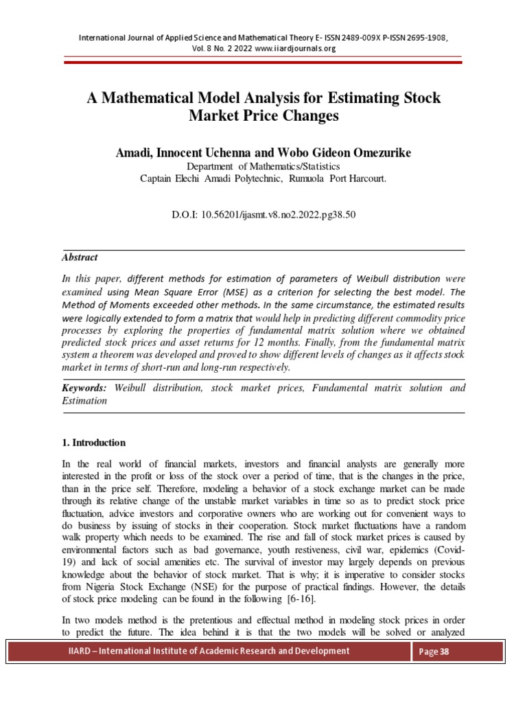 A Mathematical Model Analysis PDF | PDF | Eigenvalues And Eigenvectors | Mean Squared Error