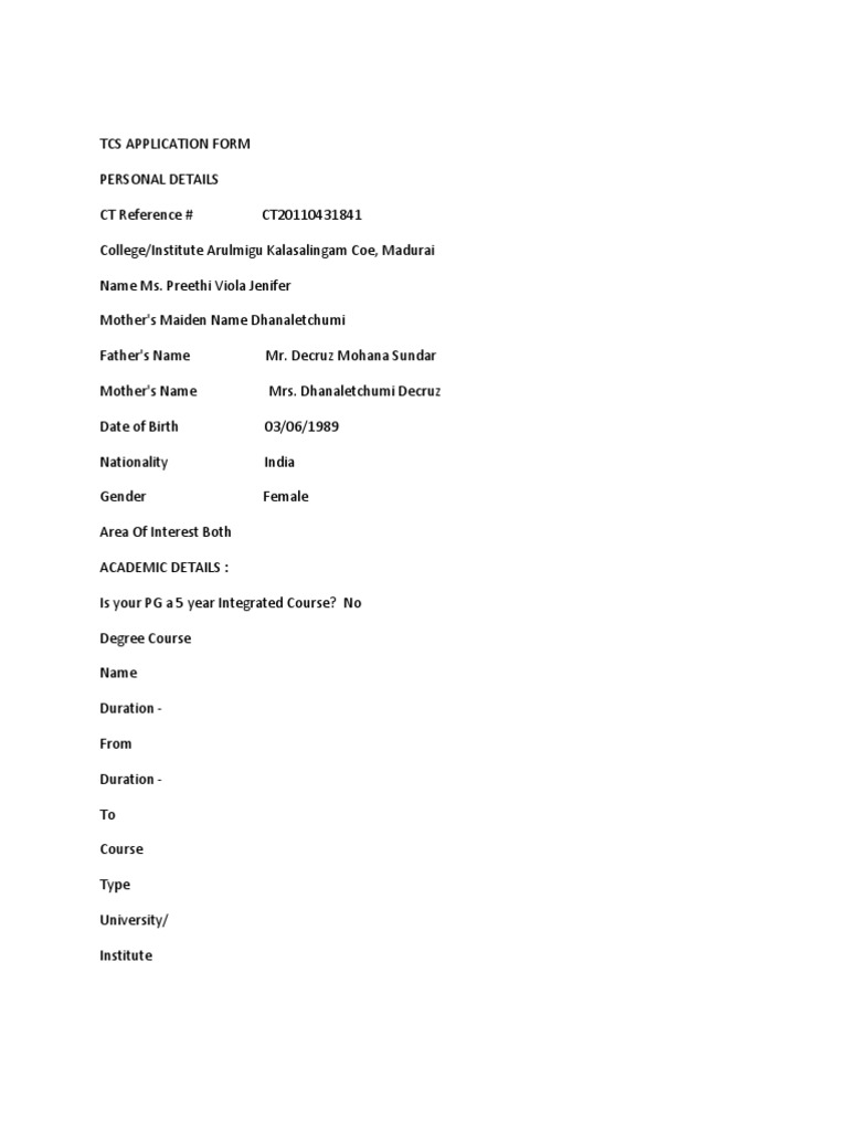 Tcs Application Form | PDF | Justice | Crime & Violence