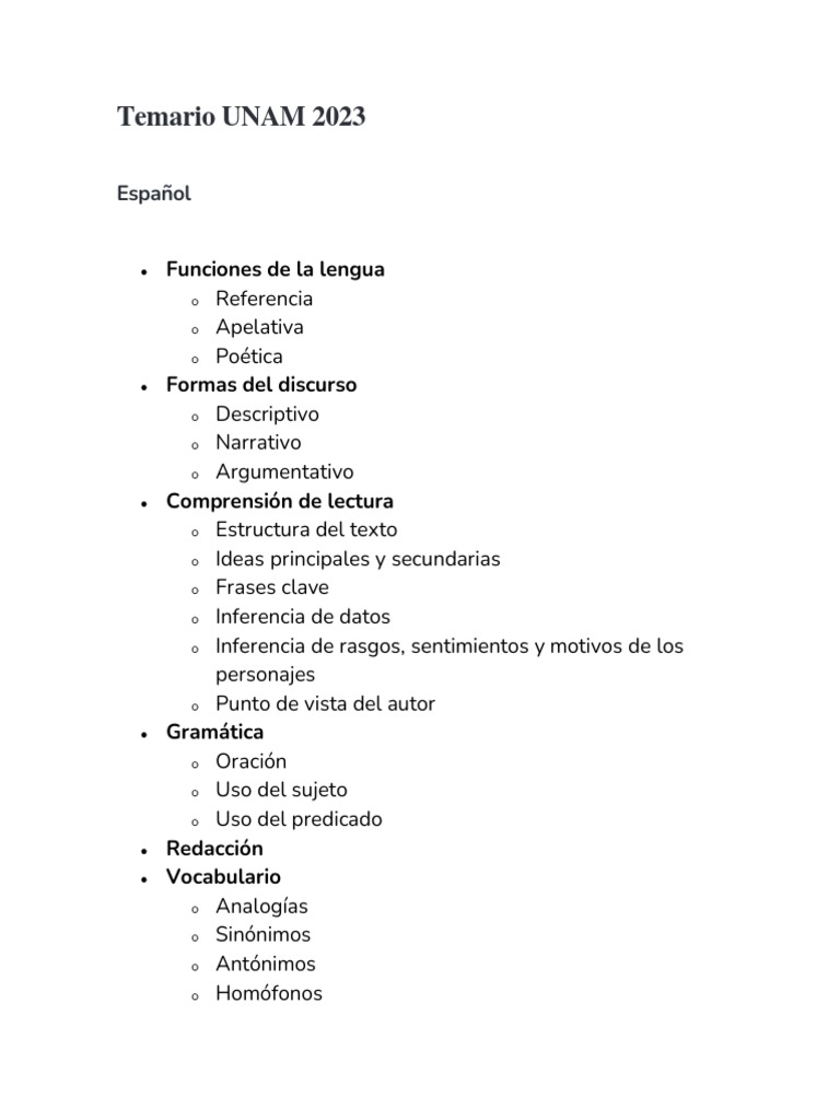 Temario Química UNAM 2023 | PDF | Fuerza | Química