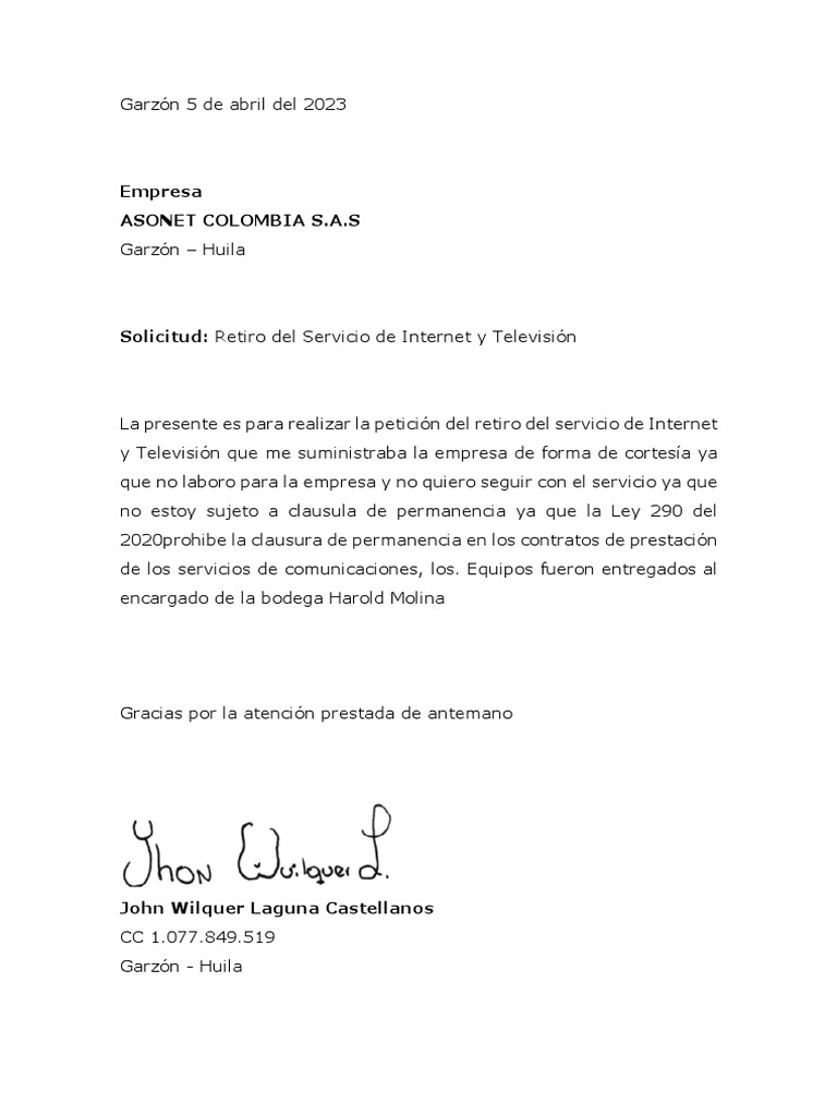 Carta de Retiro | PDF