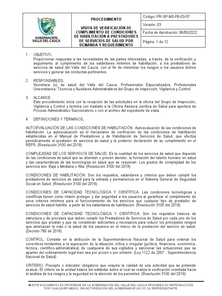 PR-SP-M3-P6-03-07 V03 Visitas Por Demanda | PDF | Calidad (comercial)
