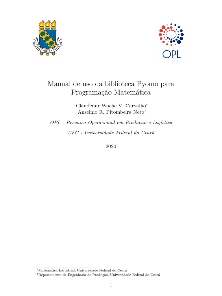 Manual Pyomo 2020 | PDF | Python (linguagem de programação ...