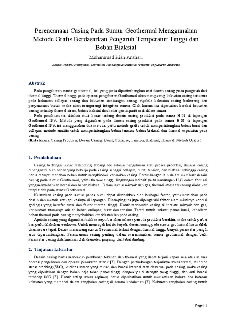Paper Casing Design Geothermal FIX2 | PDF