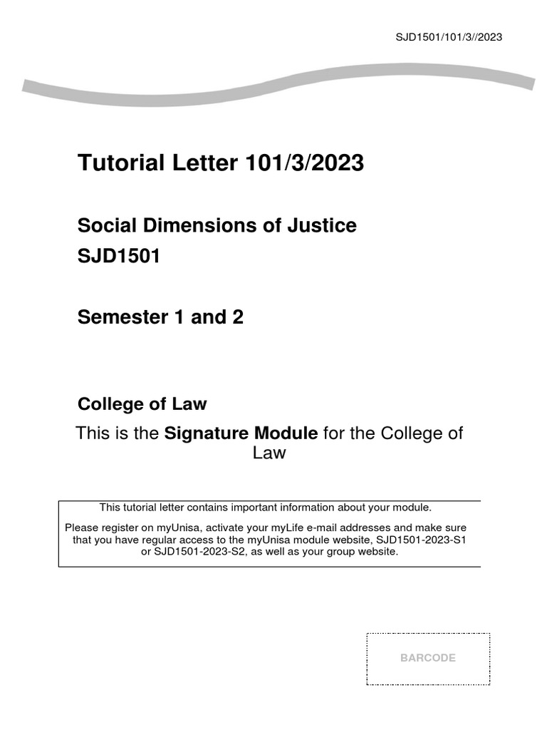 Tutorial Letter 101/3/2023: Social Dimensions of Justice SJD1501 | PDF ...