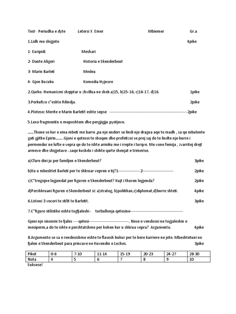 Test Letersi 10 2 | PDF