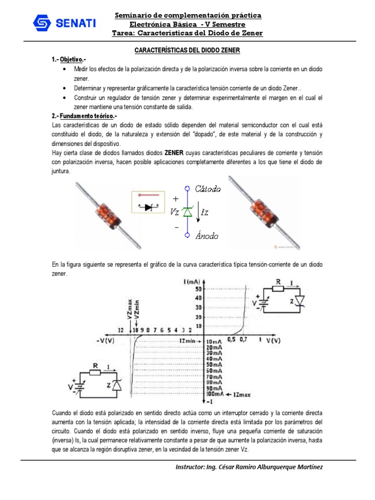 4 - Características Del Diodo Zener | PDF | Diodo | Resistencia Eléctrica y Conductancia