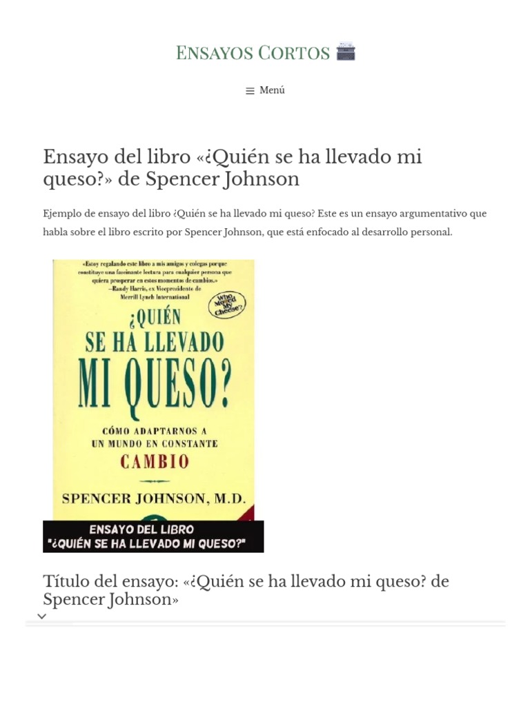 Quién Se Ha Llevado Mi Queso | PDF | Ensayos | Desarrollo personal