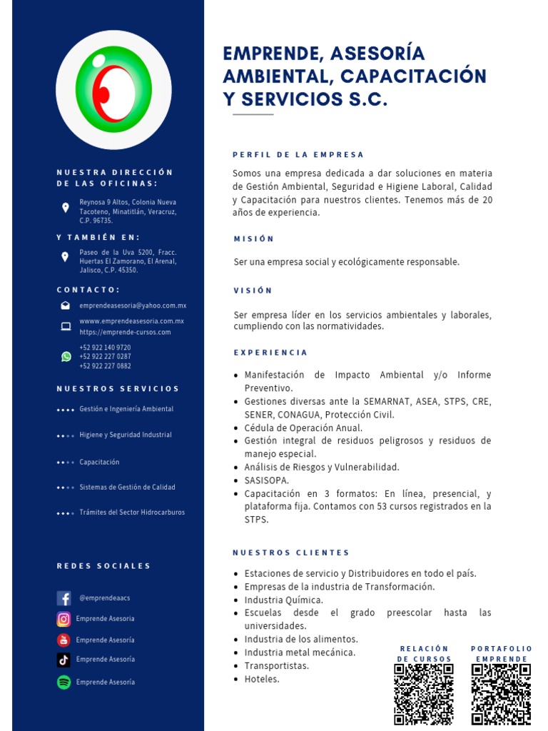 CV Oficial Emprende, Asesoría Ambiental, Capacitación y Servicios S.C. | PDF | Business | Economias