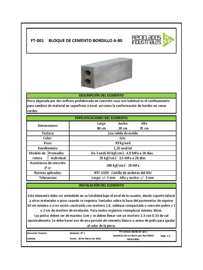 FT-001 Bordillo A-80 | PDF