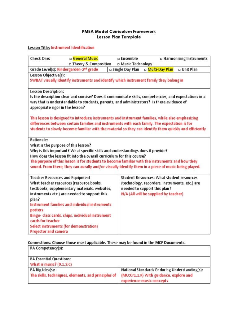 General Music Lesson Plan | PDF | Musical Instruments | Teachers