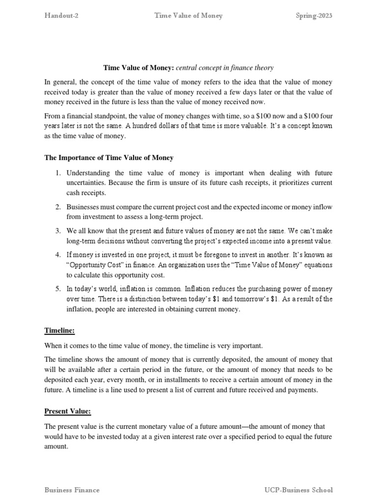 Finance Students' Guide to TVM | PDF | Interest | Present Value