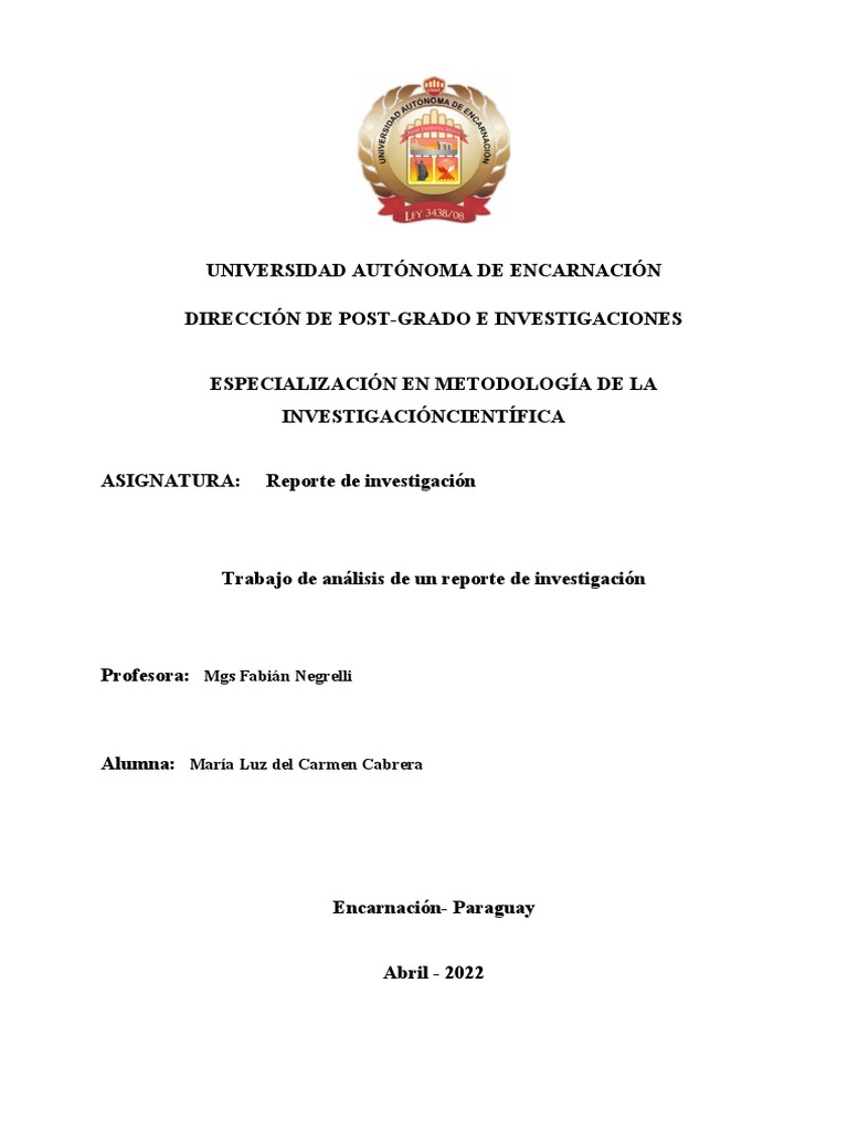 Reporte de Investigación | PDF | Palabra | Información