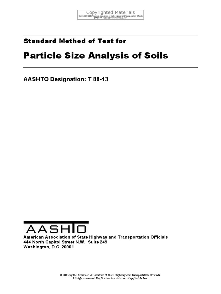 Aashto T88 - T89 - T99 - T90 | PDF | Viscosity | Percentage
