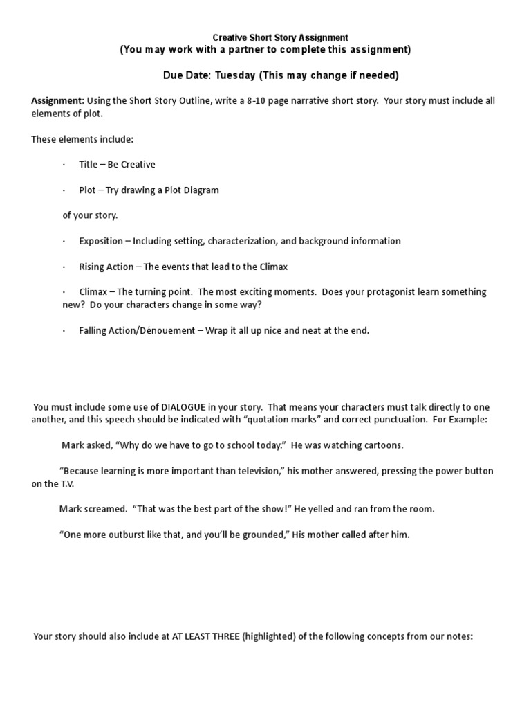 Copy of Creative-Short-Story-Assignment 3 | PDF | Plot (Narrative)