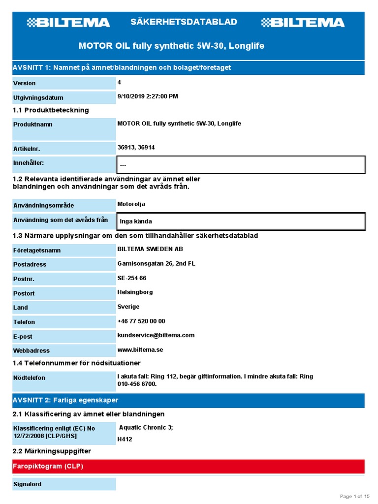 Säkerhetsdatablad | PDF