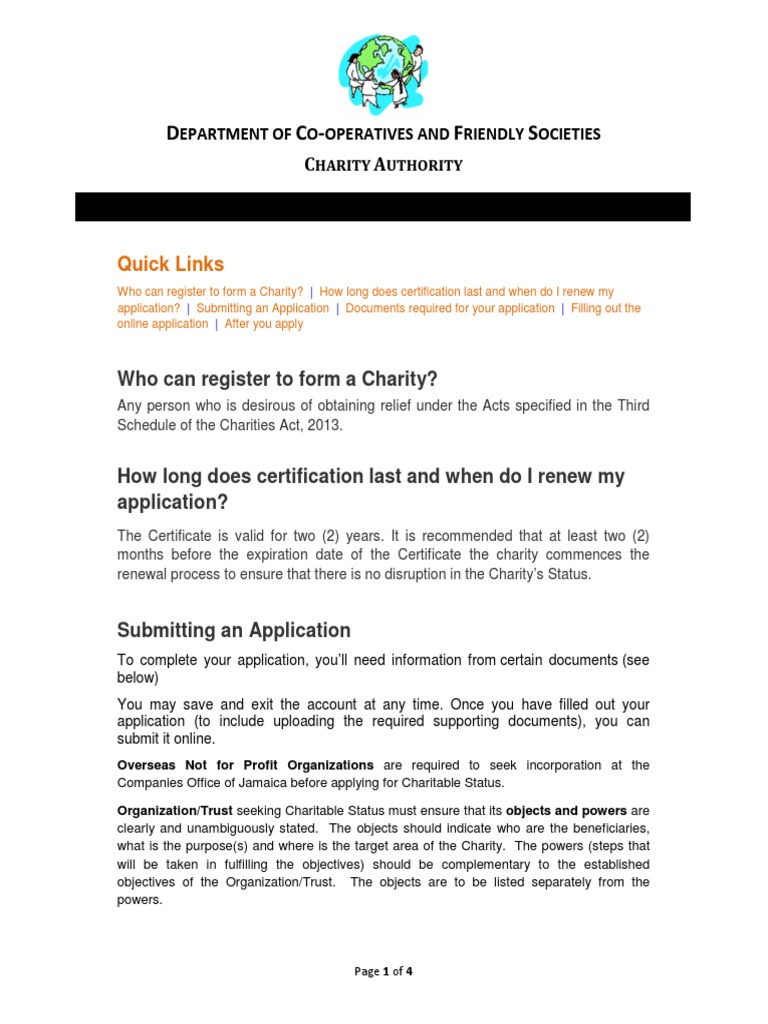 Instructional Guide For Registered Charity Organization | PDF ...