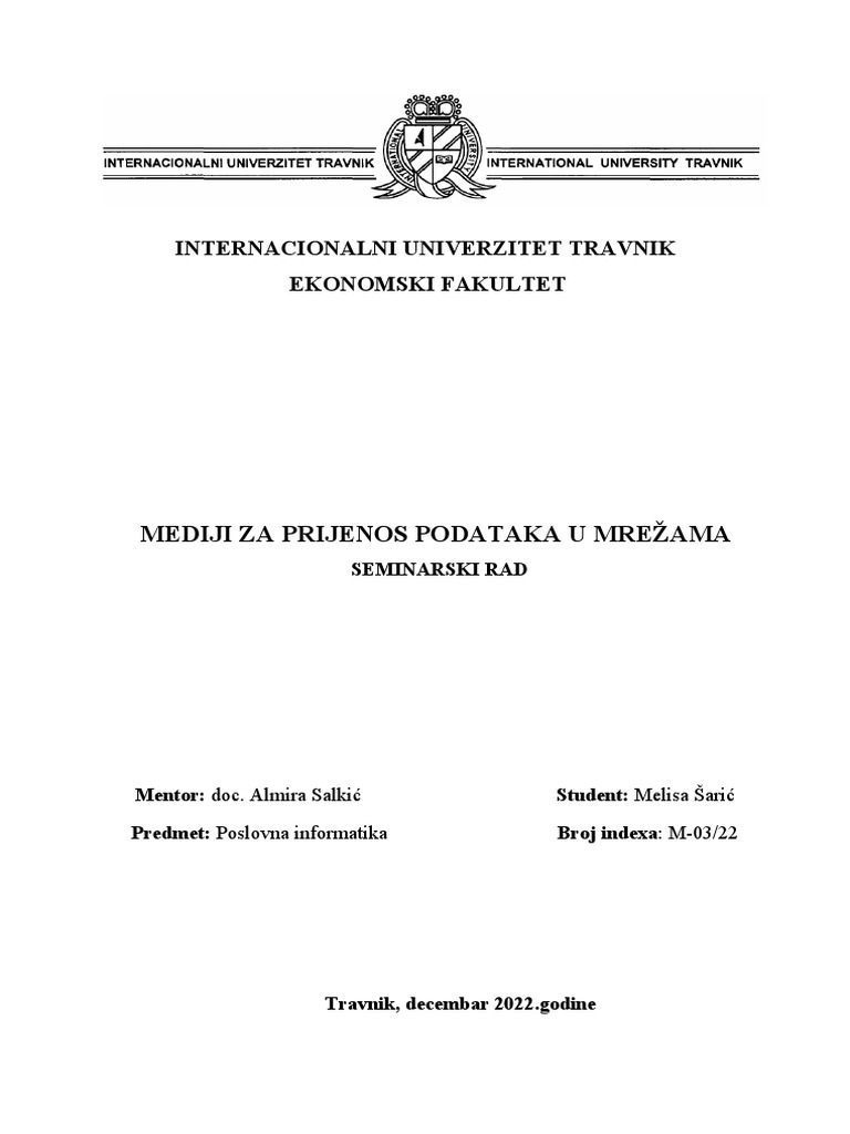 INTERNACIONALNI UNIVERZITET TRAVNIK | PDF