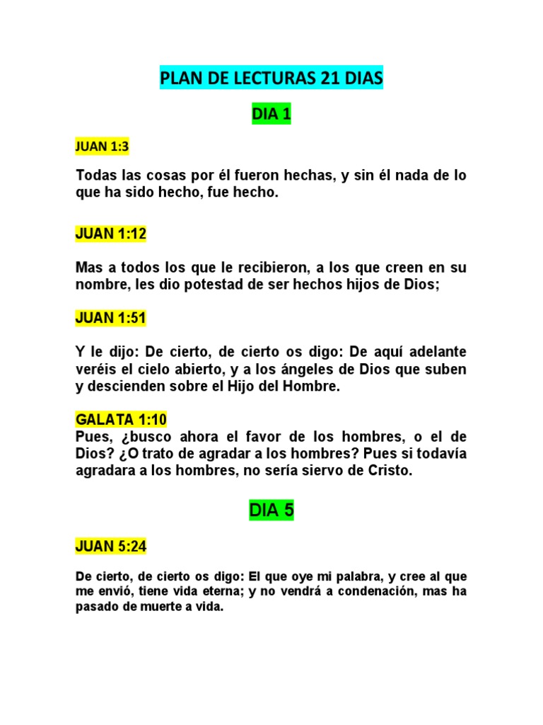 Plan de Lecturas 21 Dias | PDF | Cristo (título) | Oración