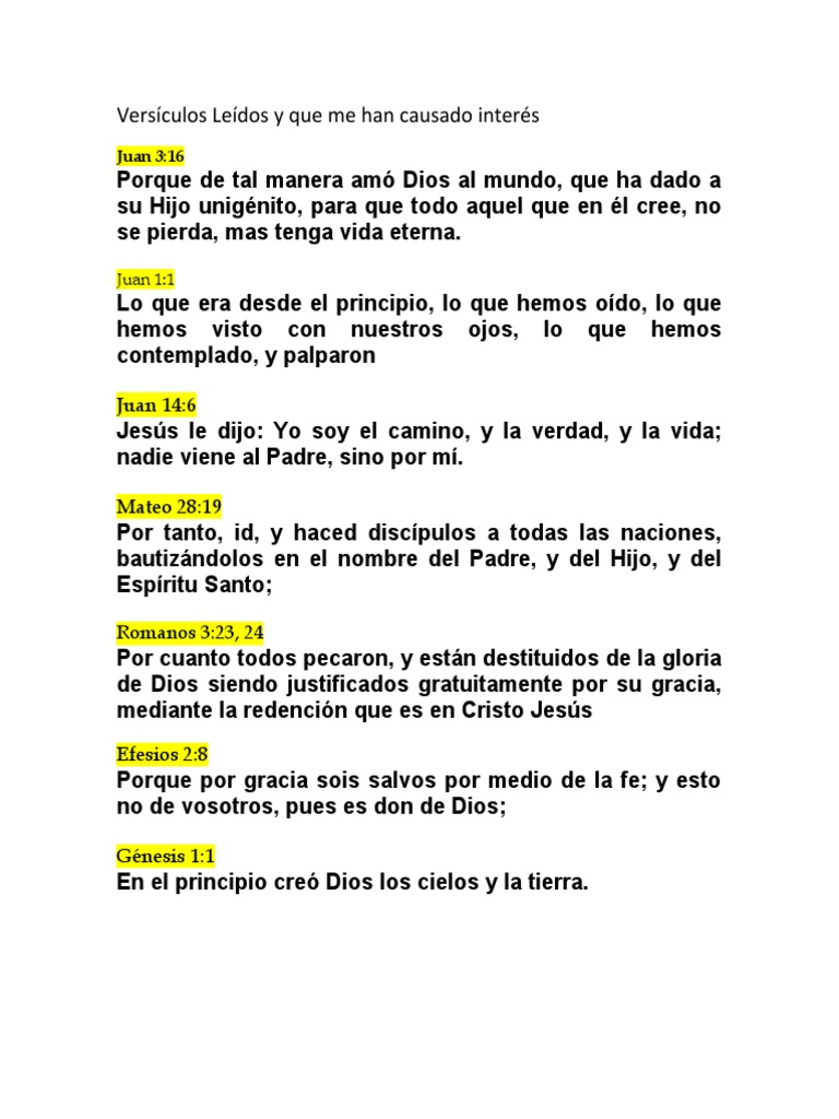 Versículos Leídos y Que Me Han Causado Interés | PDF | Evangelio de ...