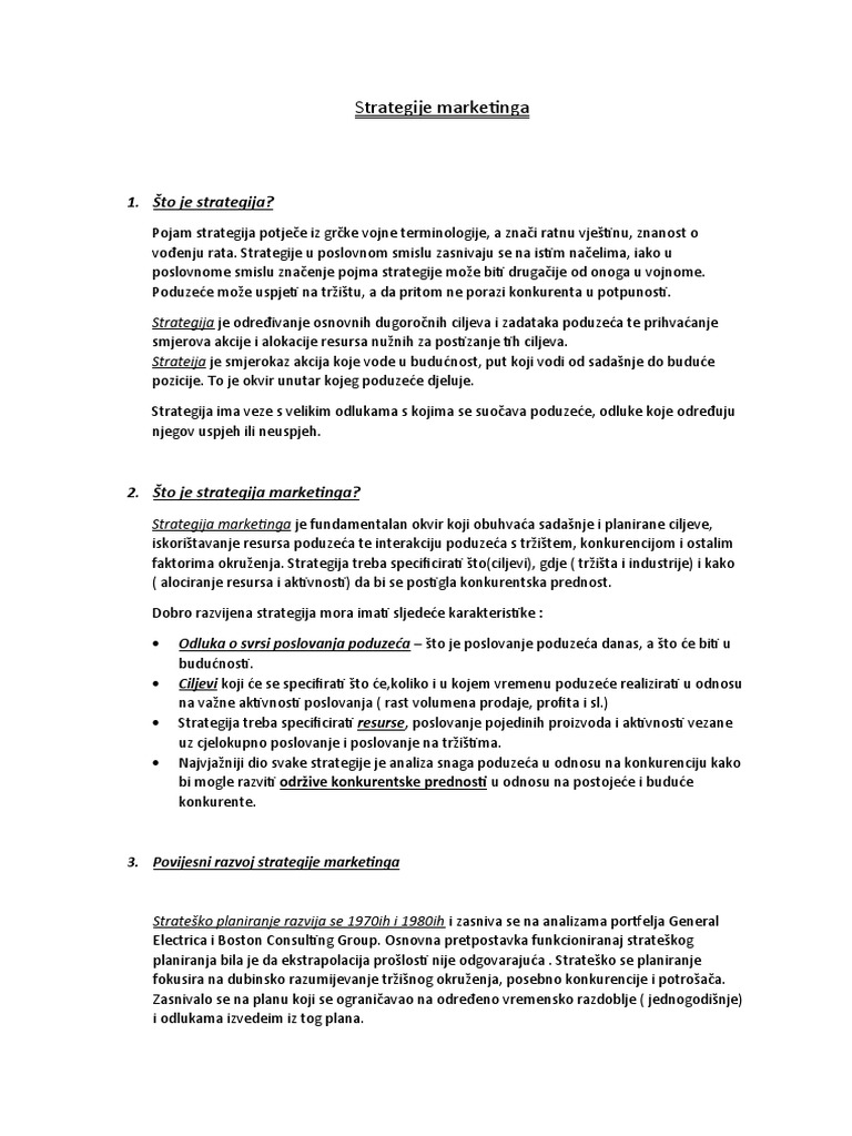 Strategije Marektinga Skripta | PDF