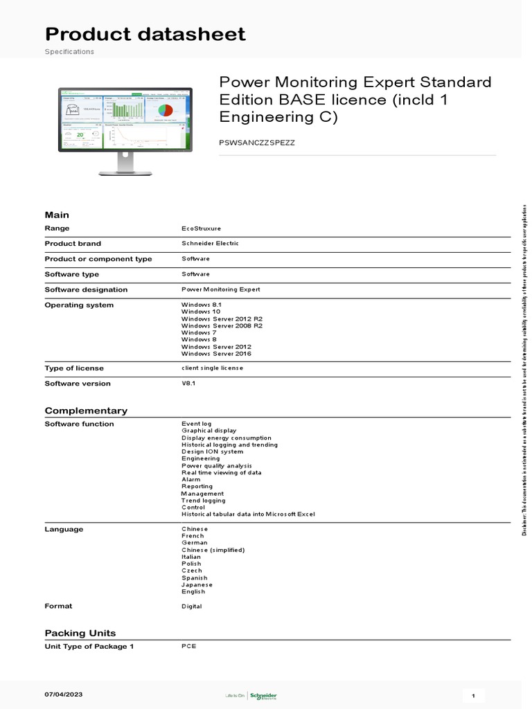 Power Monitoring Expert Software Specs | PDF | Microsoft Windows | Software