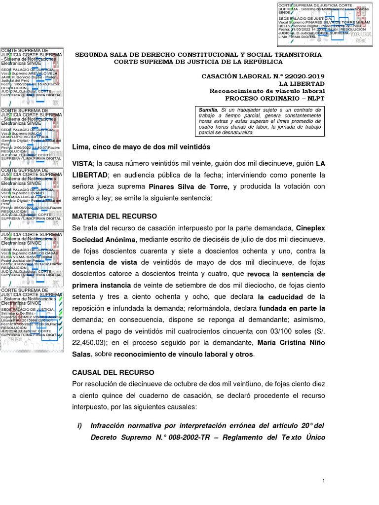 Casación Laboral N.º 22020-2019-La Libertad | PDF | Tiempo de trabajo ... Casación Laboral N.º 22020-2019-La Libertad | PDF | Tiempo de trabajo ...
