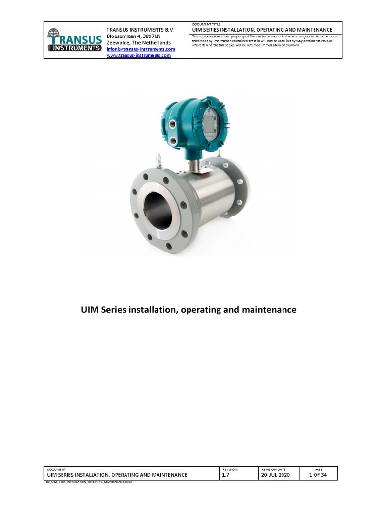 UIM Series Installation, Operating and Maintenance Manual | PDF | Flow ...