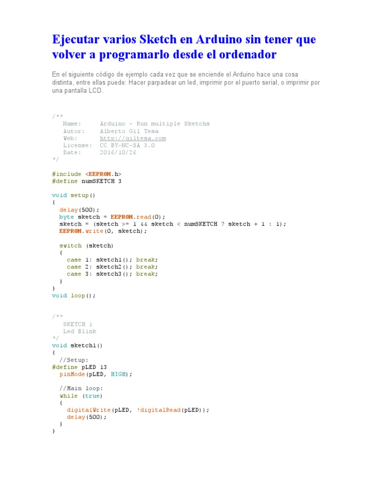 Ejecutar Varios Sketch en Arduino | PDF | Informática