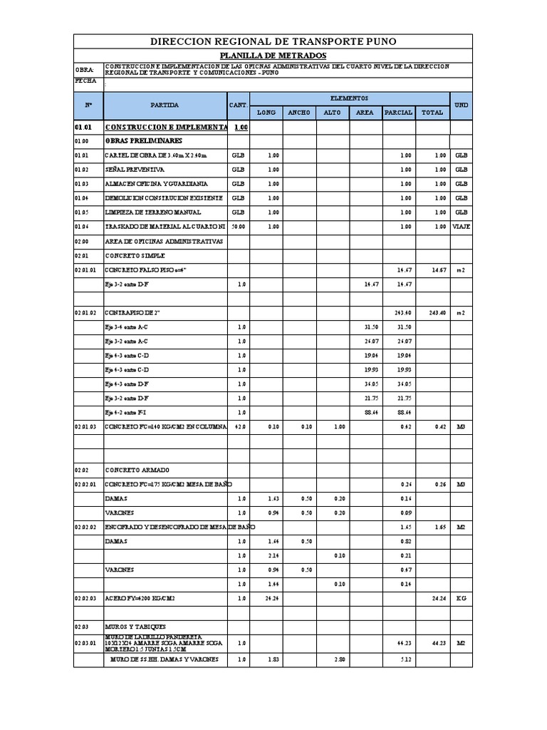 Planilla de Metrados de MTC 2 | PDF | edificio | Construyendo tecnología