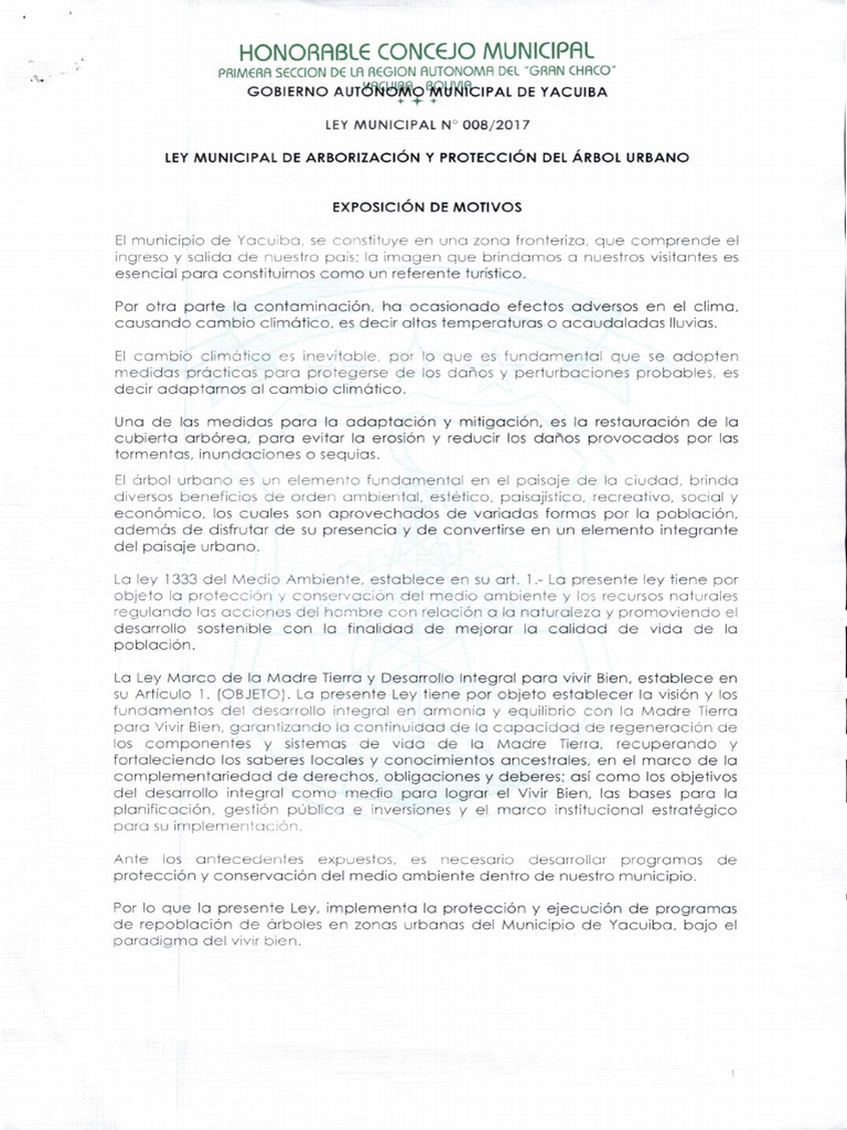 Ley Arbolado Yac 2017 | PDF