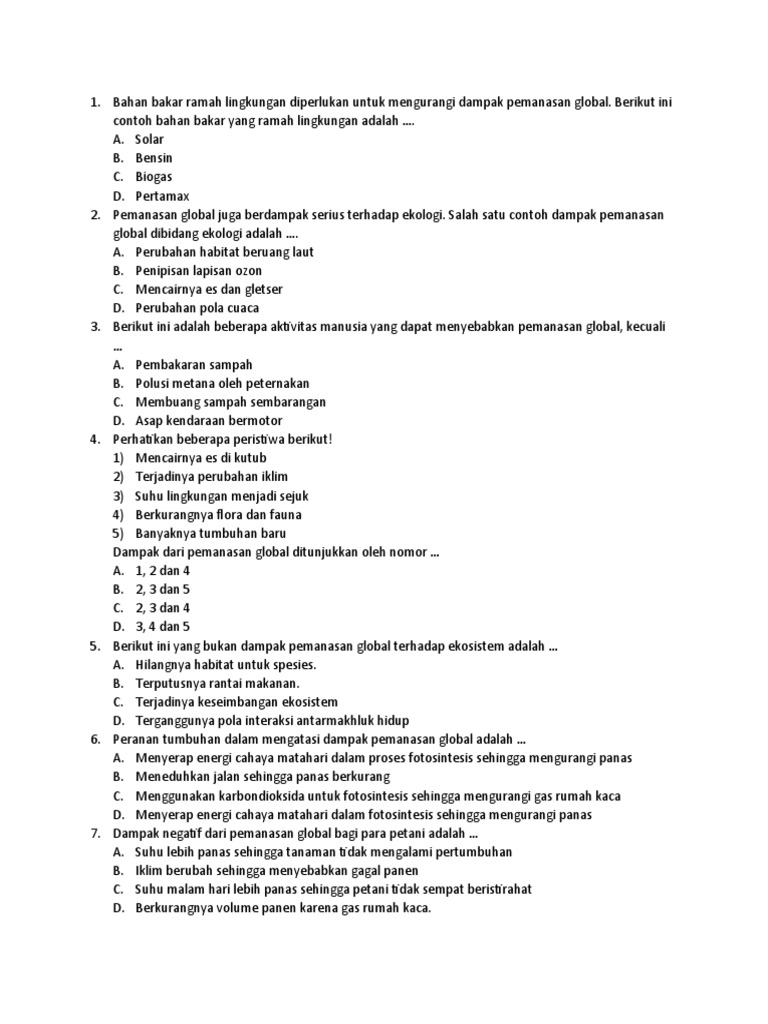 Soal Pemanasan Global Pdf
