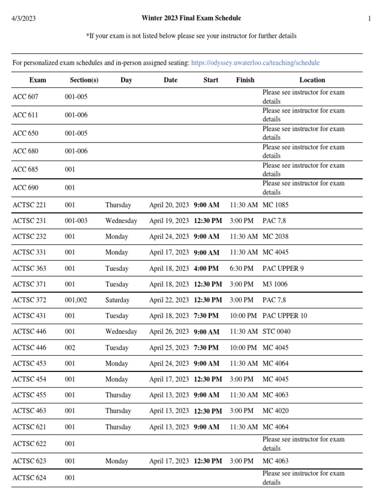 w23_final_exam_schedule_1 | PDF | Ncaa Division I Conferences | Ncaa ...