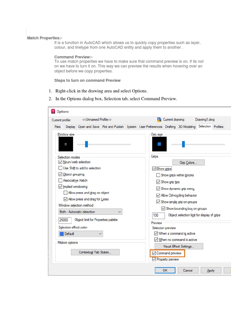AutoCAD Match Properties Guide | PDF | Teaching Methods & Materials ...
