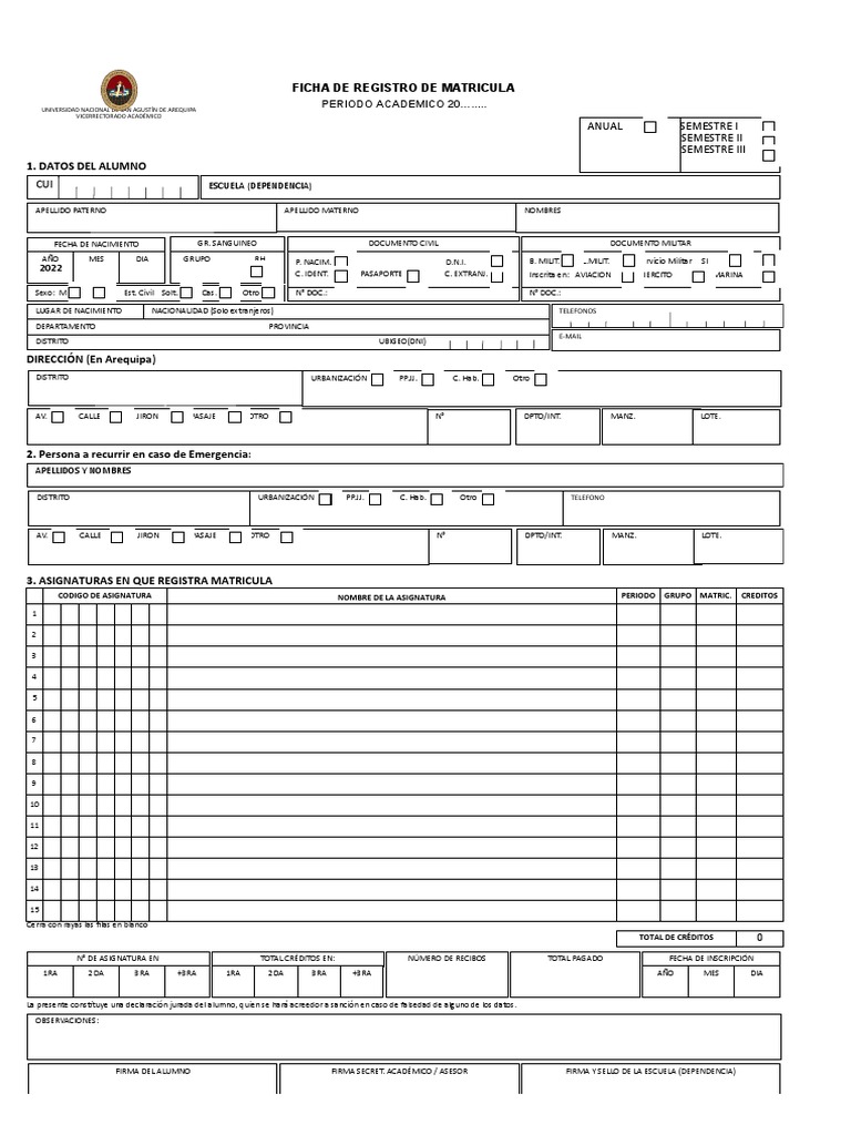 Ficha Registro Matricula - 2023 | PDF | Control de acceso | Autenticación