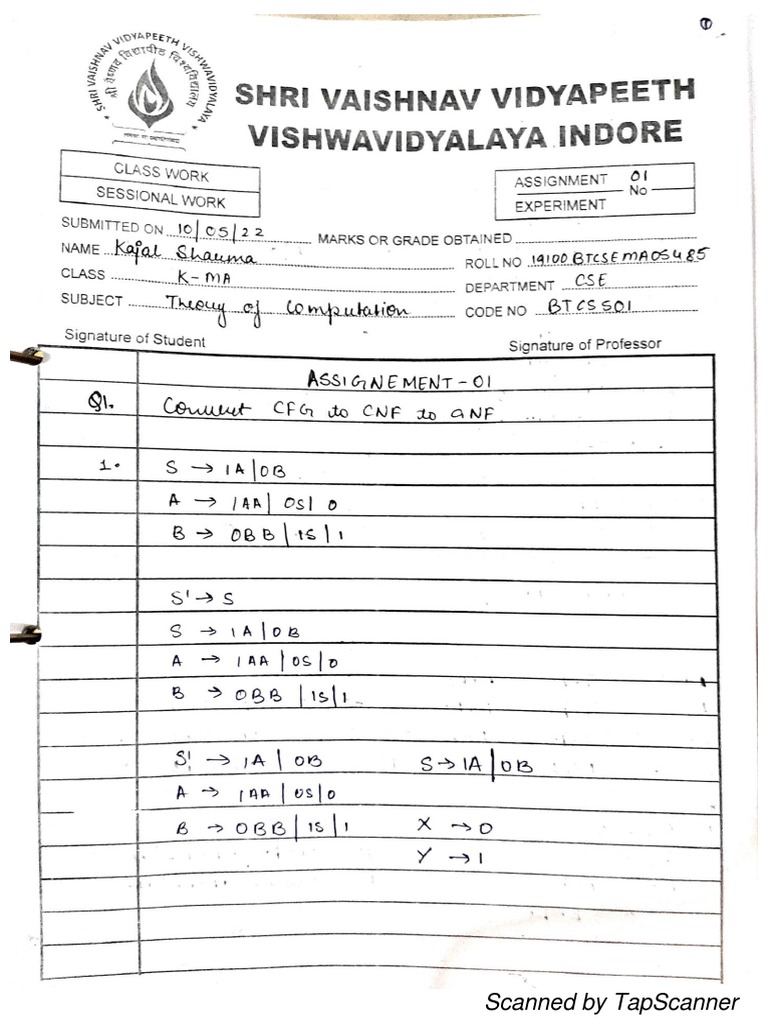 Toc assignment | PDF