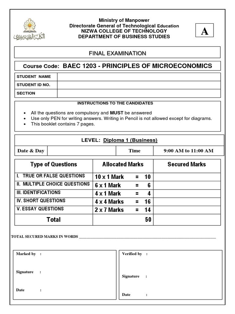 Diploma Microeconomics Exam Guide | PDF | Perfect Competition | Monopoly