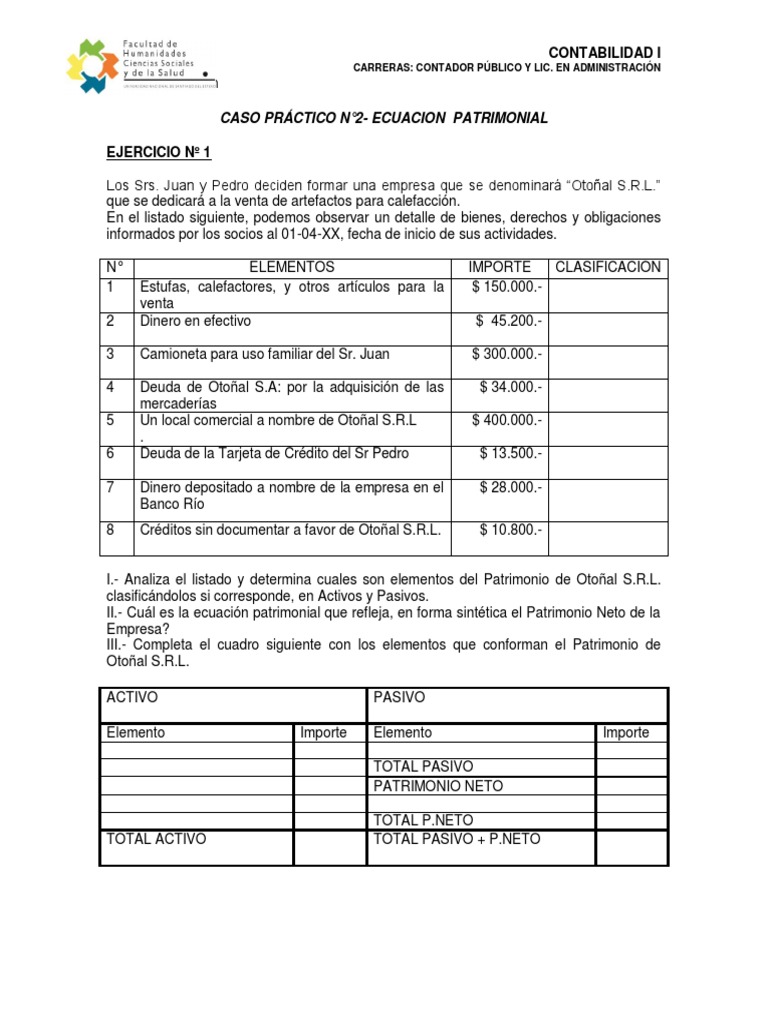 PRACTICO #2 Ecuacion Patrimonial PDF | PDF | Contabilidad | Economias
