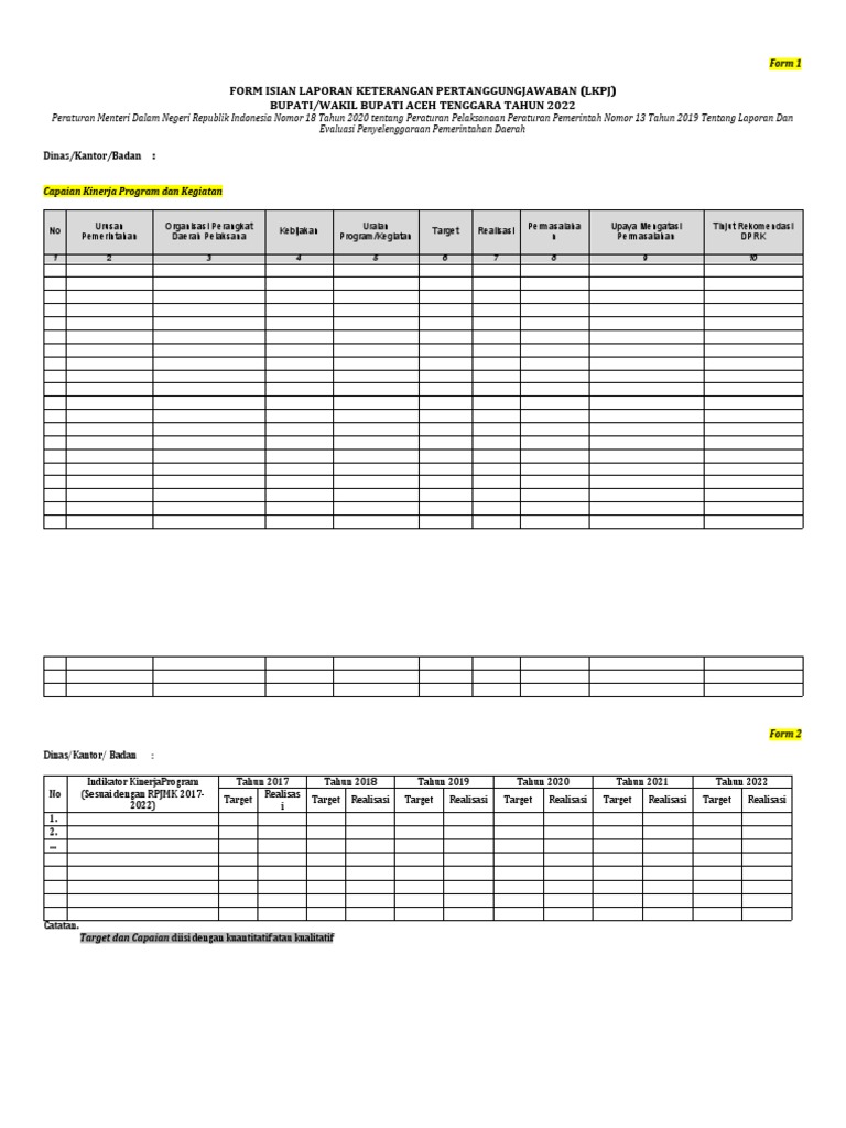 FORM ISIAN LKPJ_2022 | PDF