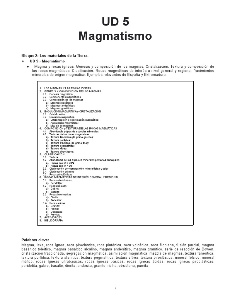 UD5. - Magmatismo | PDF | Roca ígnea | Magma