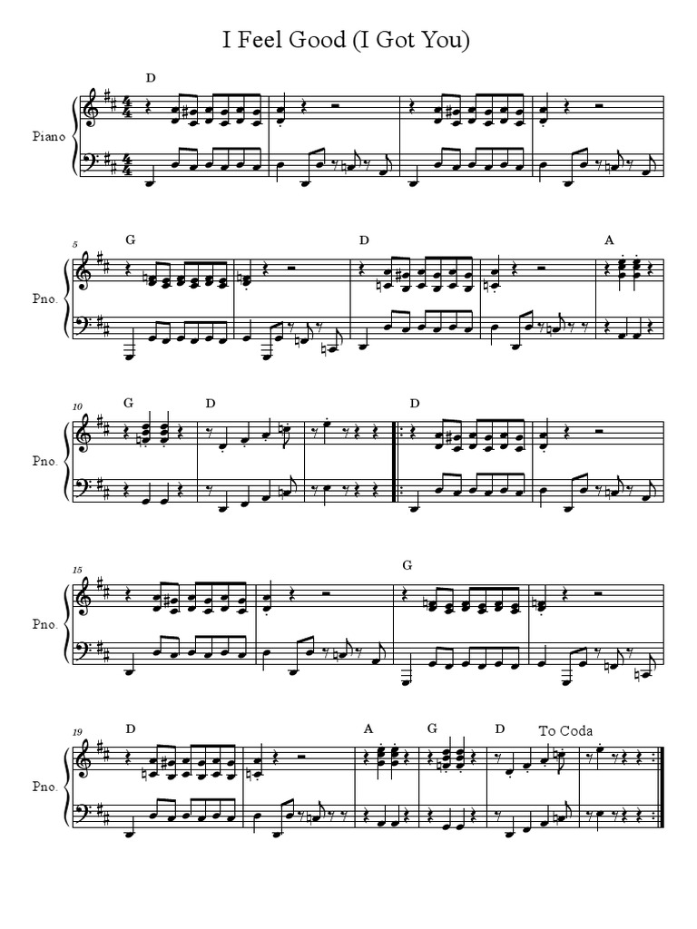 Piano Sheet for "I Feel Good" | PDF
